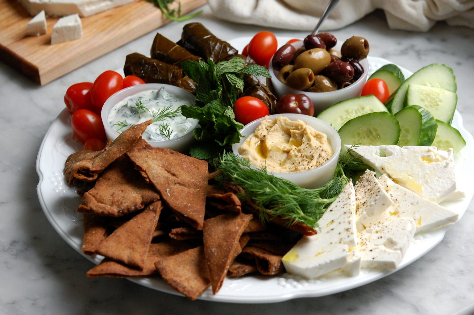 Greek Mediterranean Mezze Platter: No-Cook Greek Dinner | Unpeeled Journal